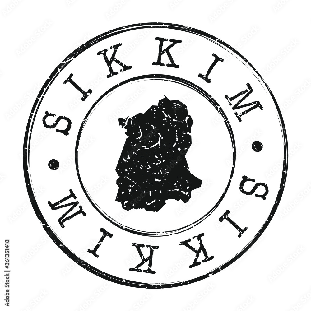 Sikkim India Map Postmark. Silhouette Postal Passport. Stamp Round ...