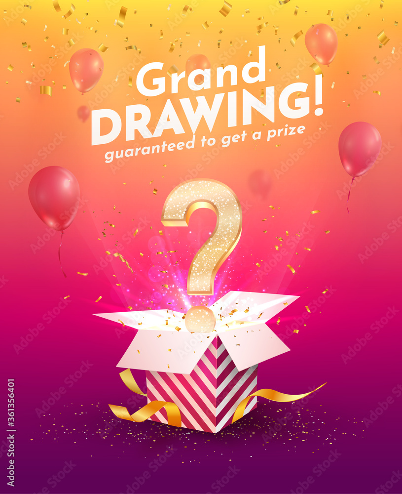 Winning gifts lottery vector illustration. Grand drawing. Open textured ...