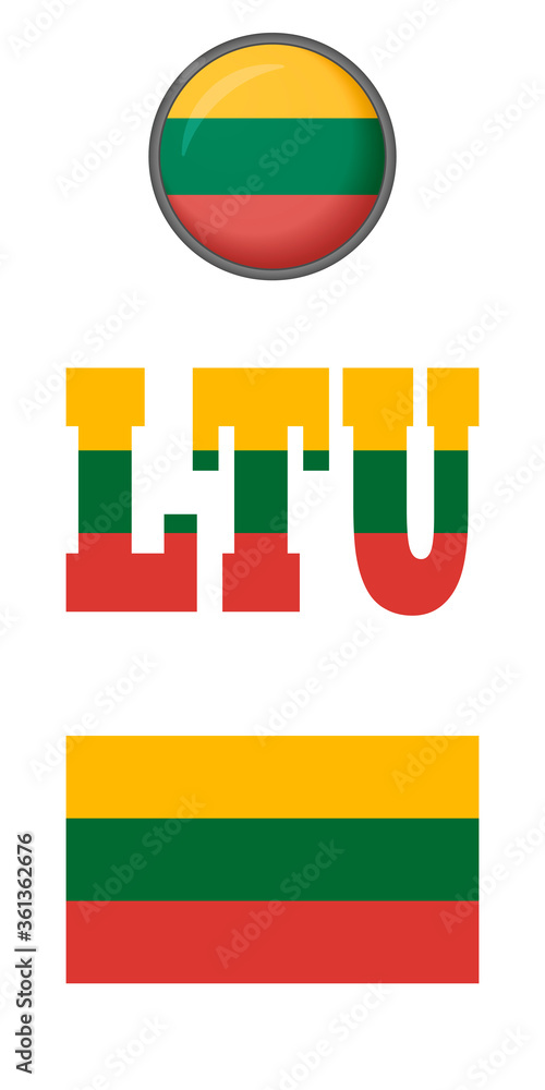Set of icons of the Lithuanian flag on a white background. Vector image ...