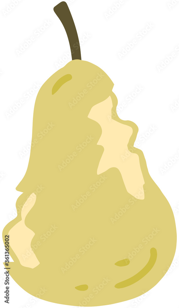 Bitten pear clipart set hand drawn childish flat style isolated on ...
