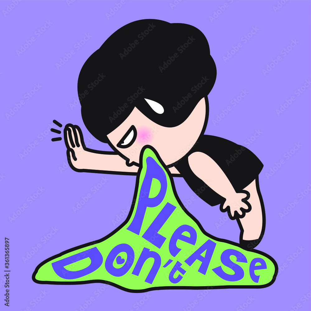 Girl Throwing Up Puke Vomiting With Words Please Don't Concept Card ...