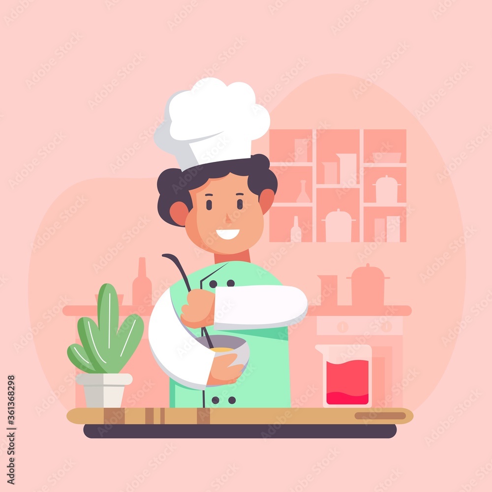 Cartoon cook chef illustration, restaurant cook chef hat and cook ...