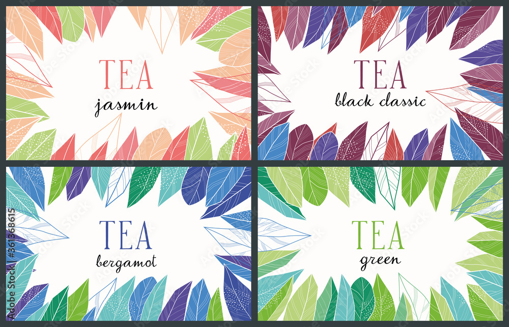 Tea packaging design. Set of different varieties. Vector full color ...