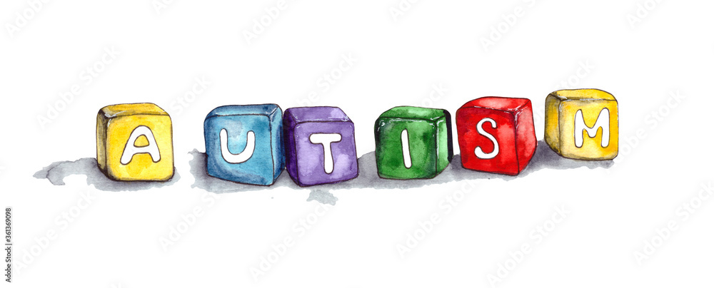 Watercolor illustration.Autism spectrum disorder ASD . The word autism ...