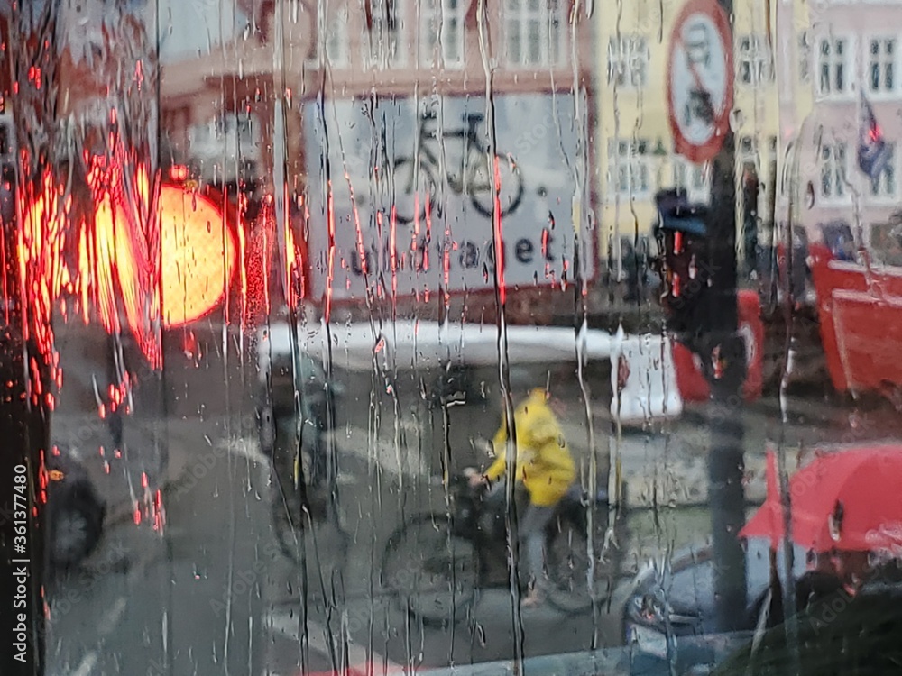 Nyhavn rainy bus window Stock Photo | Adobe Stock