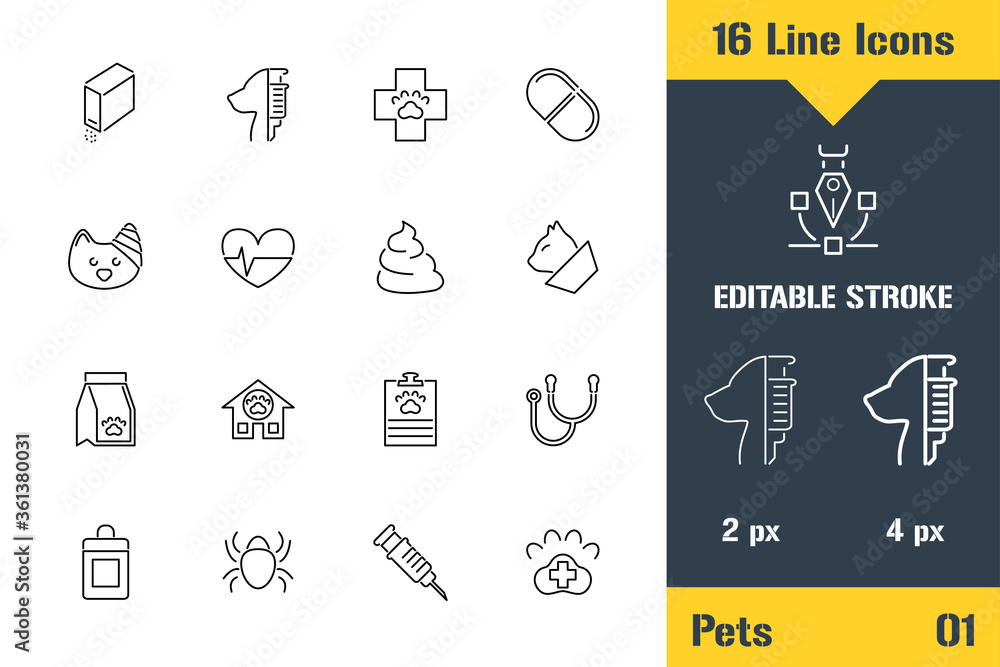 Pets Vet Clinic, Animal Veterinary. Thin line icon - Outline flat ...