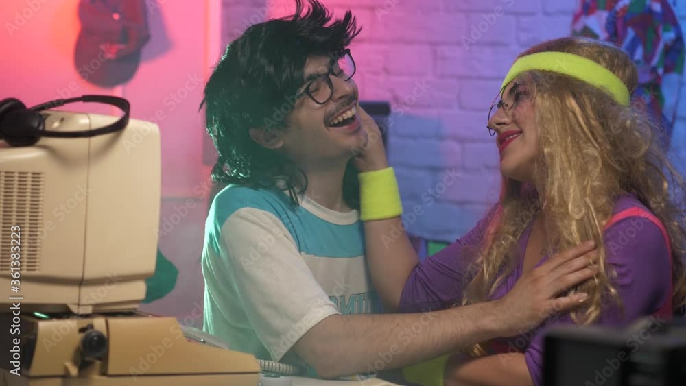 Funny overly cheesy and ridiculous couple from the 1980 1990 cuddling ...