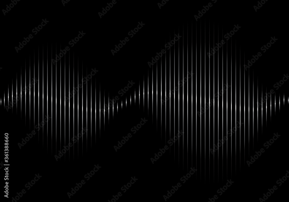Sound wave vector isolated on black background. Abstract sound waves ...
