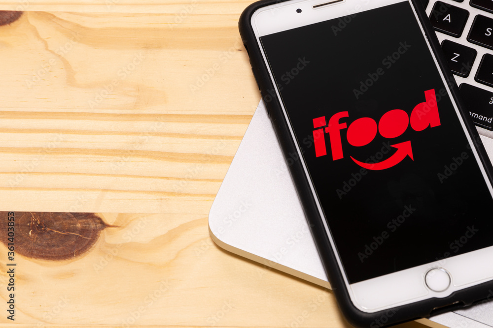 December 24, 2019, Brazil. ifood logo on the screen of the mobile ...