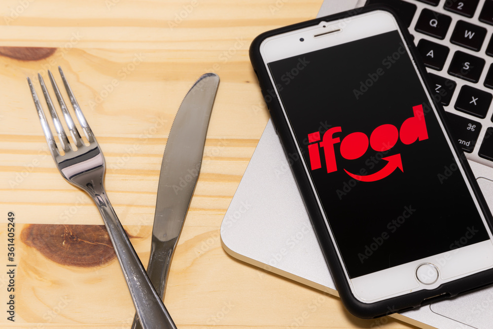 December 24, 2019, Brazil. ifood logo on the screen of the mobile ...