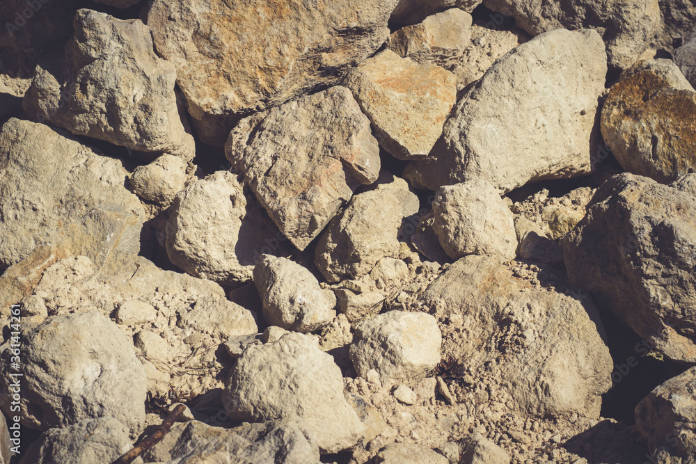 Pile of rubble stone for construction of residential buildings and ...