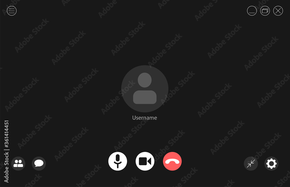 Video call screen template with buttons. Video call interface. Vector ...