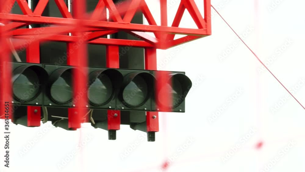 Traffic lights for the race track. Footage. Group of racing lights and ...