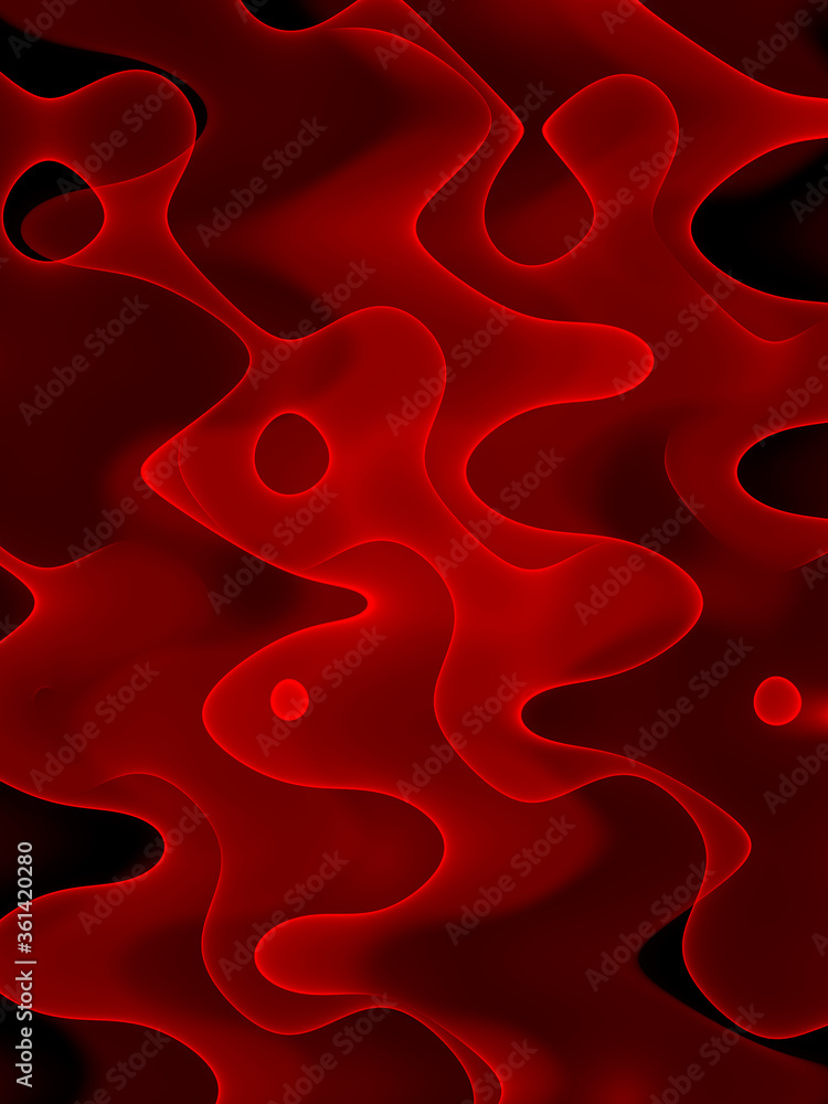 Red graphic elements. Dynamic lines. Gradient banners with flowing ...