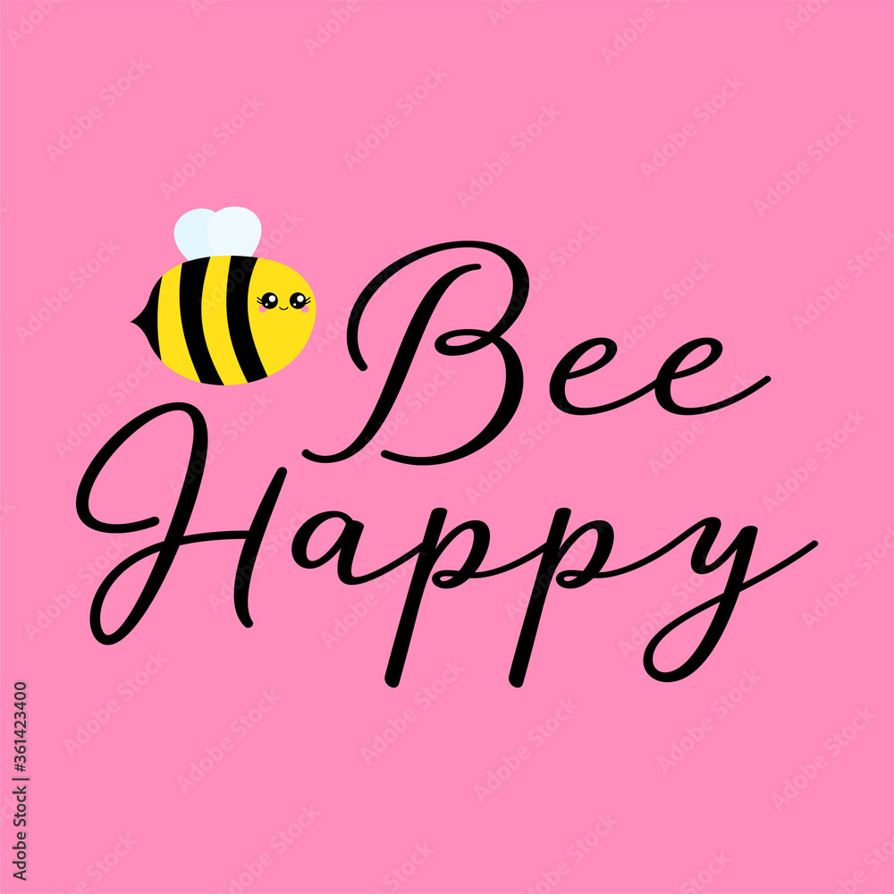 Vector illustration of a bee with a cute face. Bee Happy. Stock Vector ...