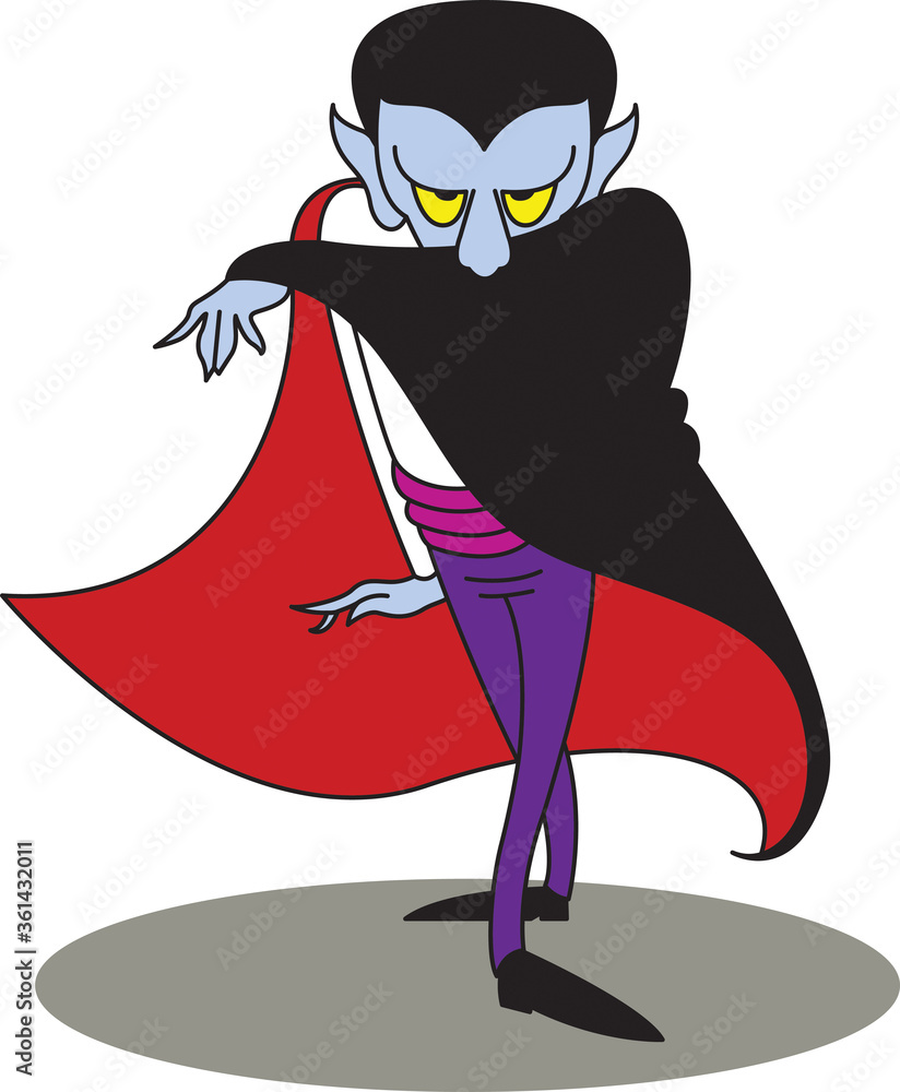 Dancing vampire posing with cape Stock Vector | Adobe Stock