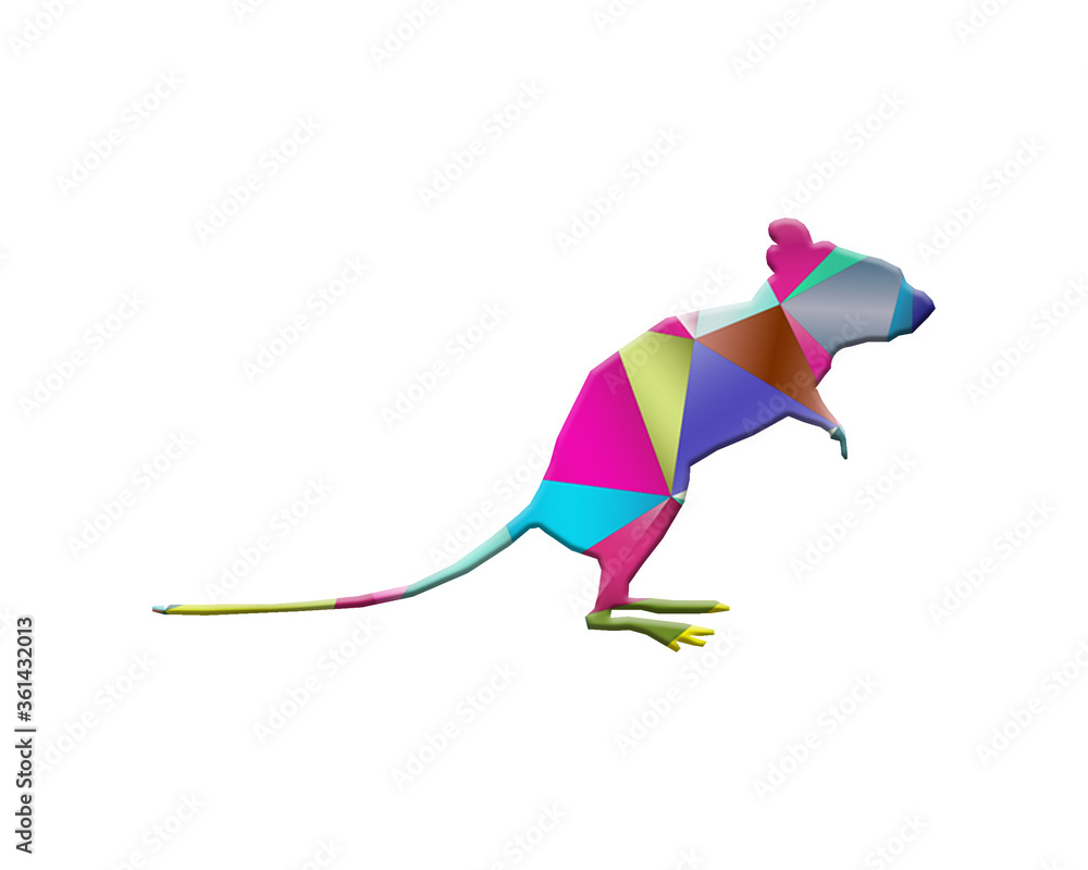 Mouse low poly Rat glitter illustration isolated on white background ...