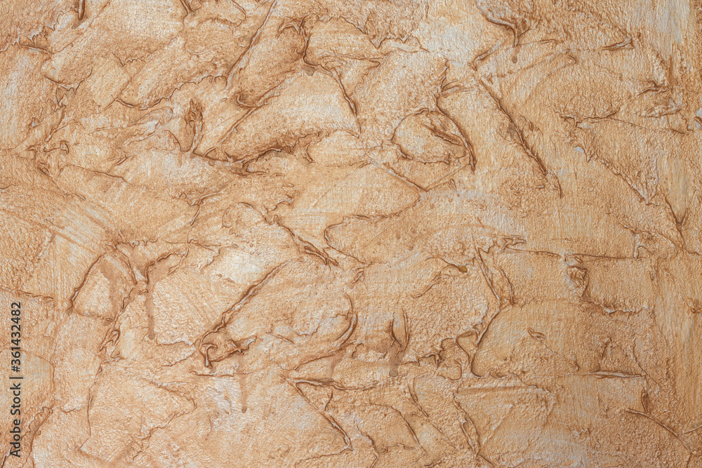 Structural effect with decorative plaster. Modern interior wall finish ...