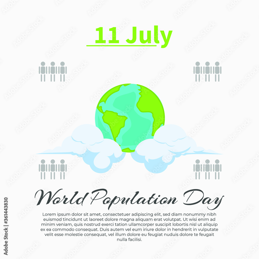 Illustration, Poster Or banner Of World Population day. July 11 - world ...