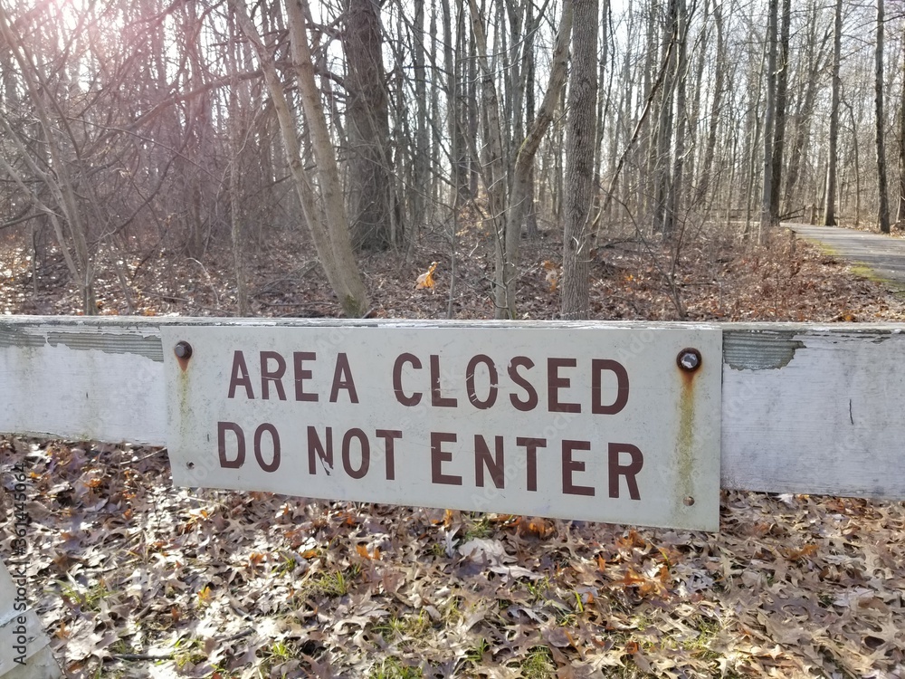 Area closed do not enter sign in public nature park Stock Photo | Adobe ...