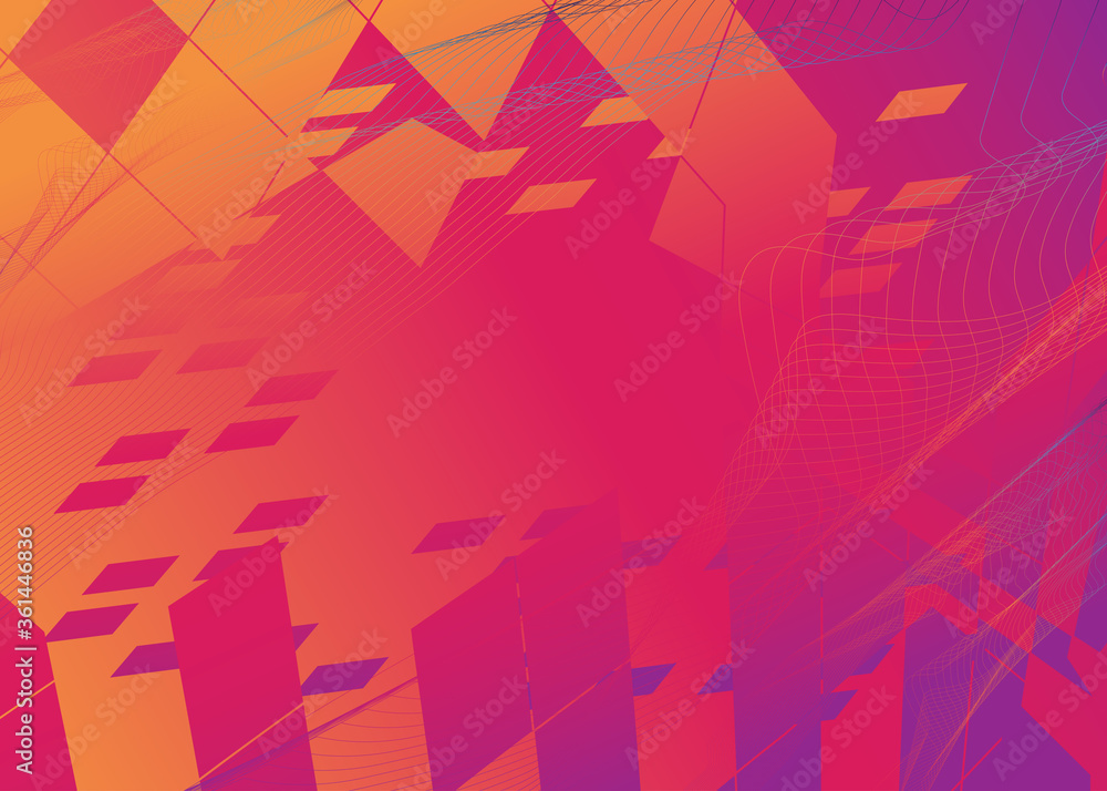 Abstract Background With Dynamic Linear Waves Modern Vibrant Colored Poster Composition Of