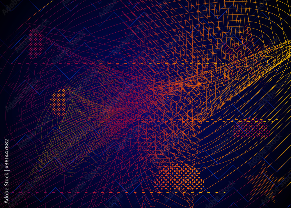 Abstract Background With Dynamic Linear Waves Modern Vibrant Colored Poster Composition Of