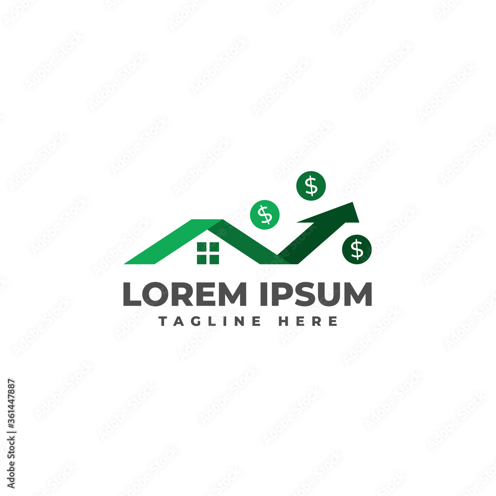 Home Investment with Chart Arrow Up Logo Vector Icon Illustration Stock ...