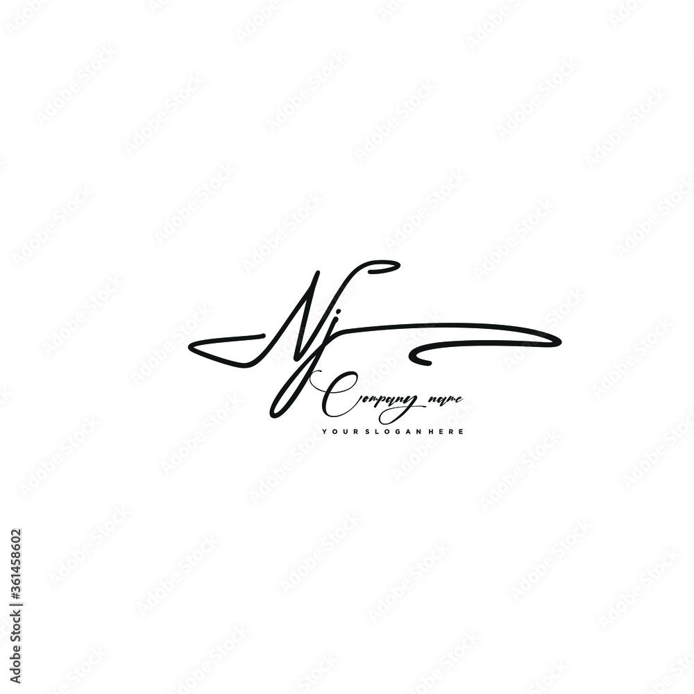 NJ initials signature logo. Handwriting logo vector templates. Hand ...