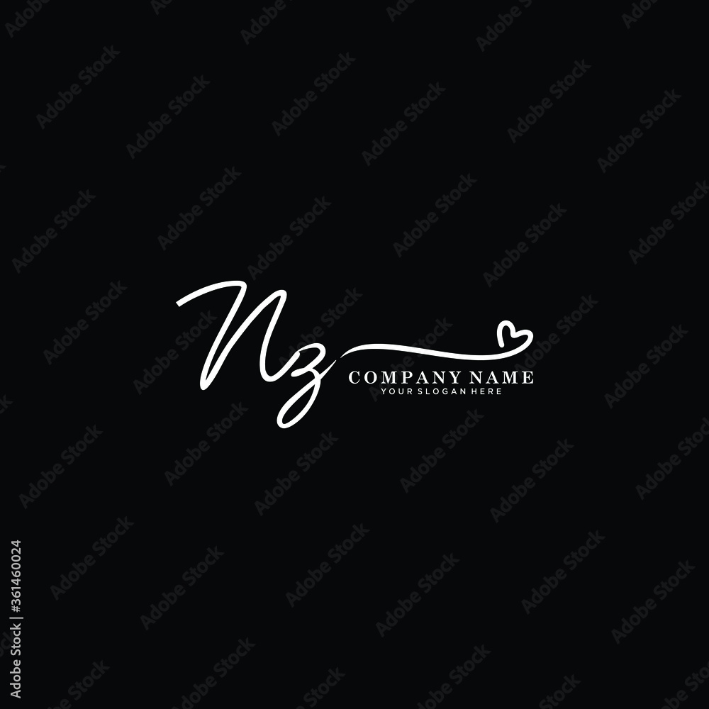 NZ initials signature logo. Handwriting logo vector templates. Hand ...