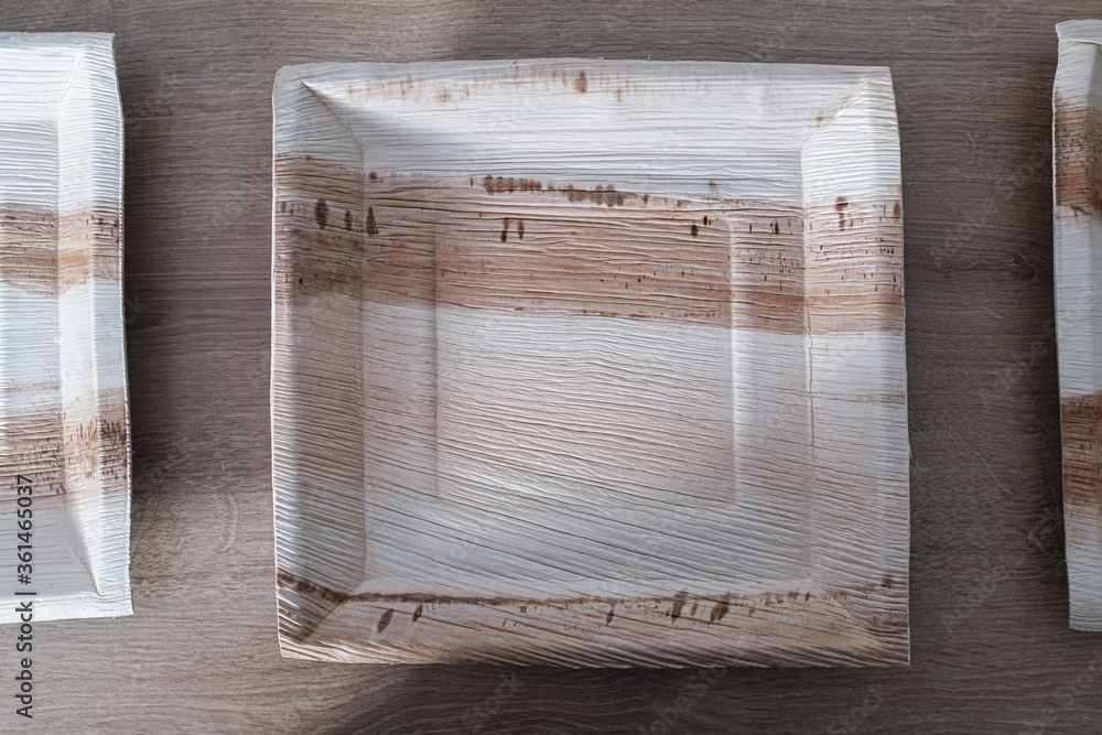 Empty square paper plate environmental friendly with wooden texture ...