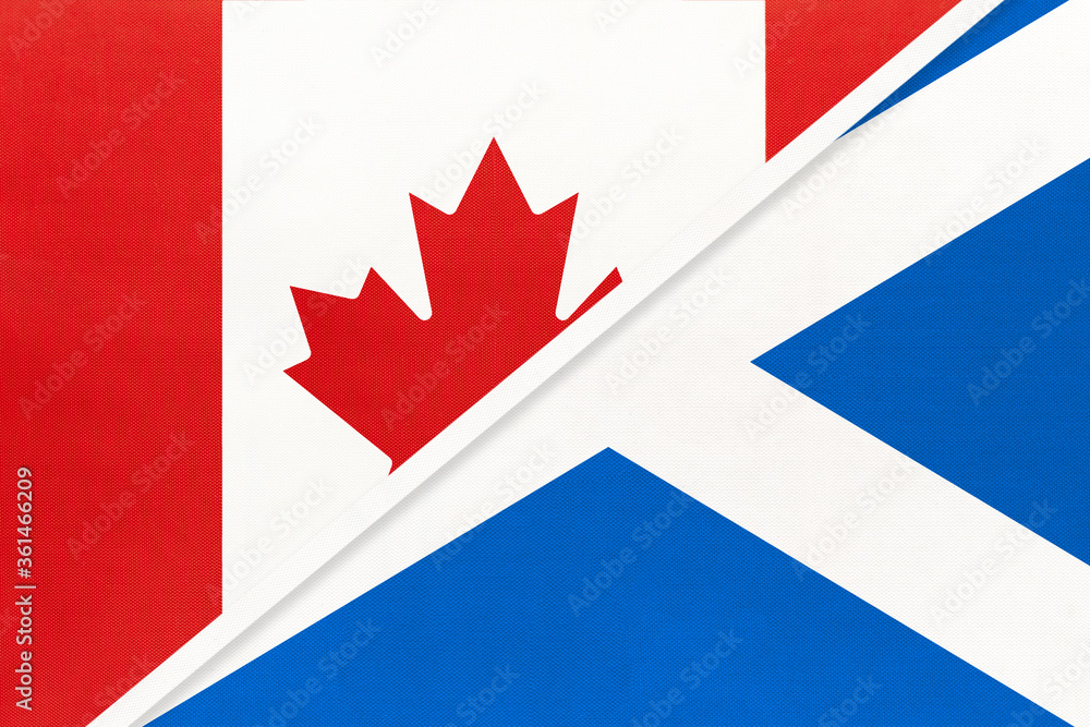 Canada and Scotland, symbol of national flags from textile ...