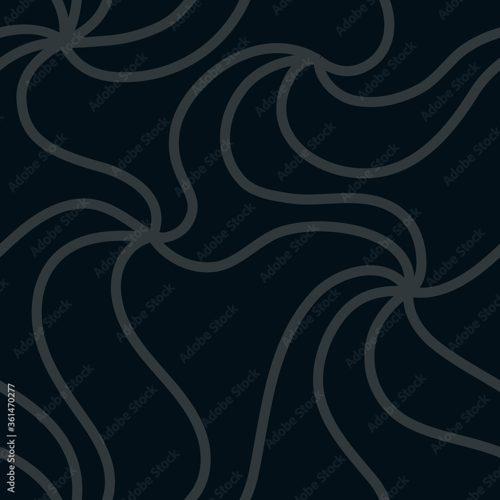 Abstract vector gray curved lines on a black background. Seamless ...