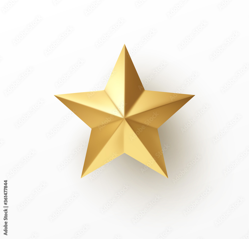 Realistic 3d golden star isolated on white background. Vector ...