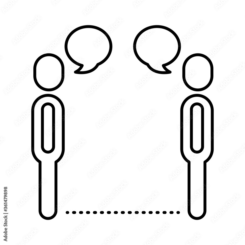 humans silhouettes speaking with distance social line style Stock ...