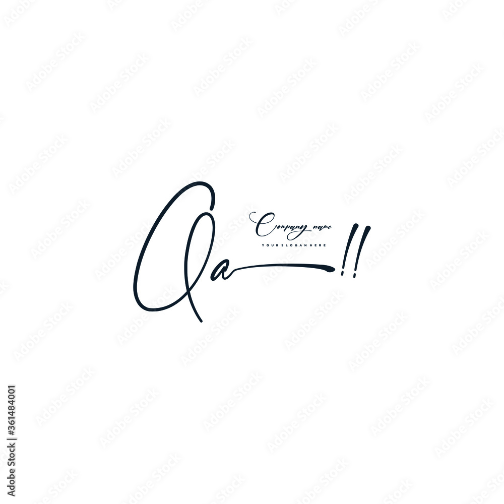 QA initials signature logo. Handwriting logo vector templates. Hand ...