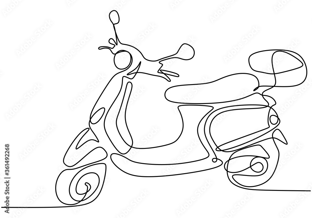 One line drawing motorcycle. Abstract motor matic hand draw line art ...