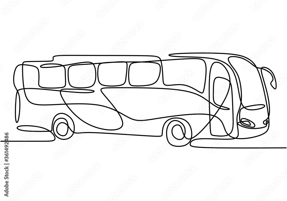 Single continuous line drawing of school bus. Regularly used to ...