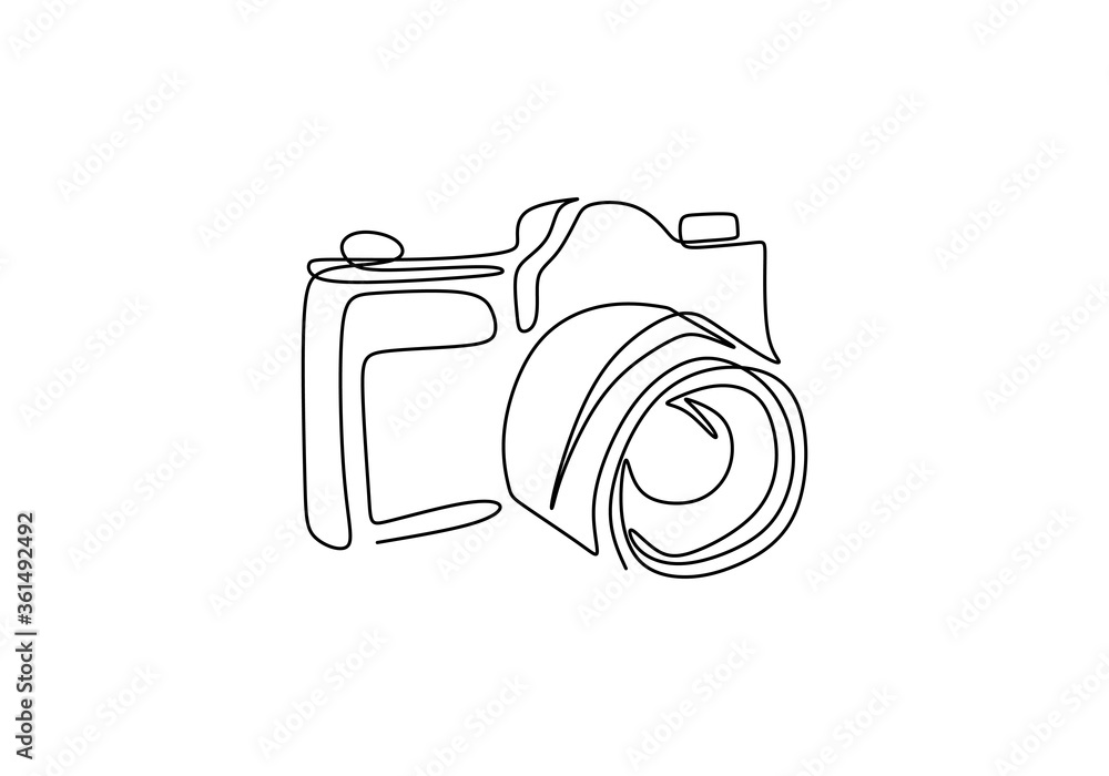 One line camera design. DSLR camera digital vector with single ...