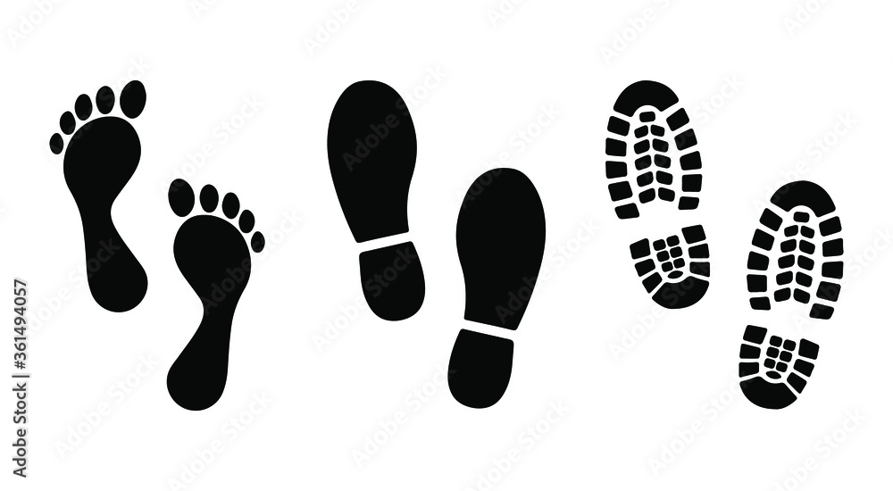 Footstep icon, step walk footprint mark, shoeprint icon, human step ...