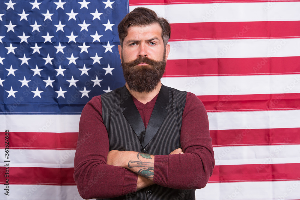 Country First. follow american traditions. man devoted his motherland ...