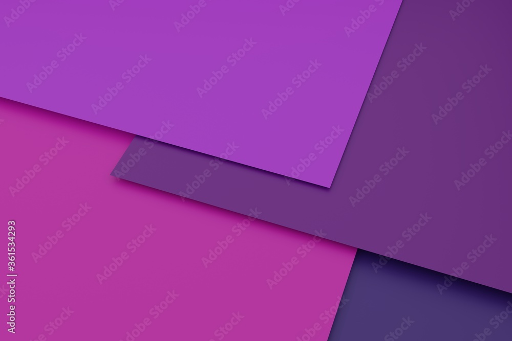 sheets or cards of different shades of purple and pink, cgi render ...