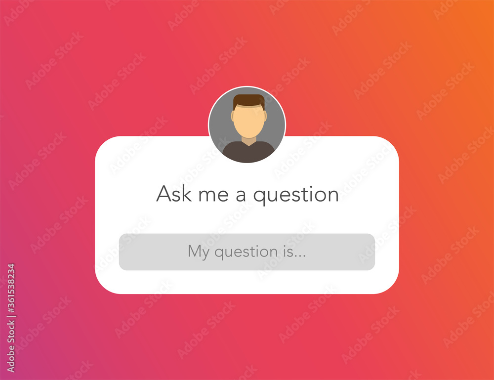 Ask me a question. Social media frame. Gradient interface for question ...