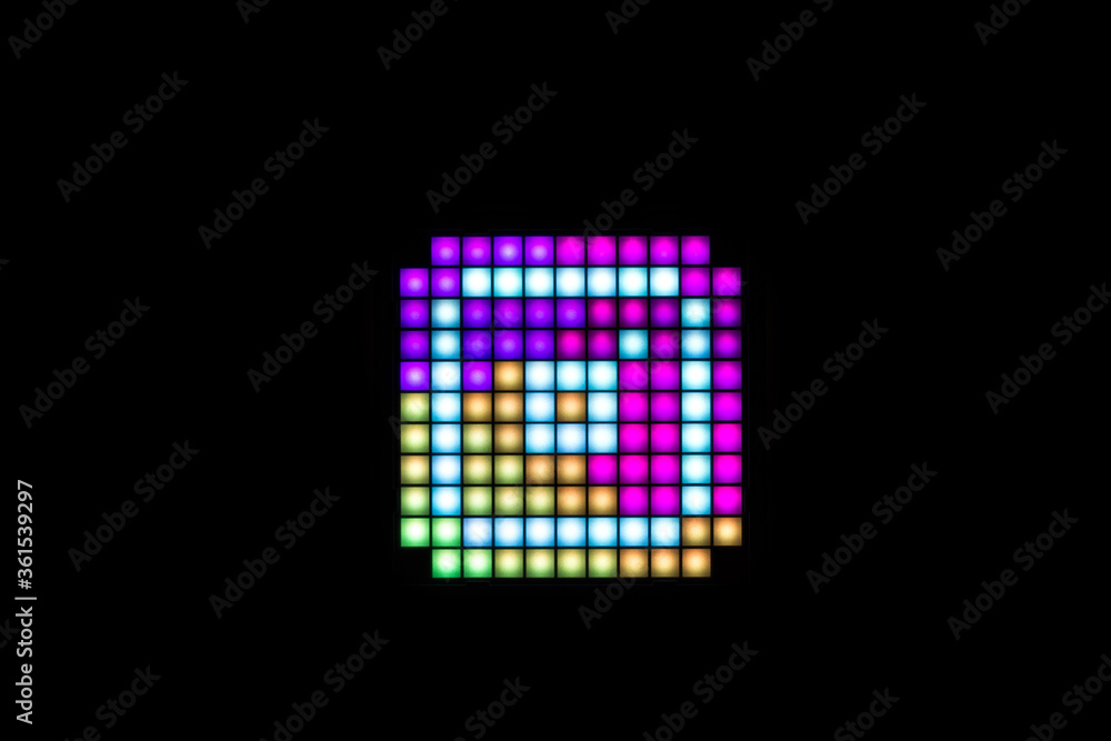 Instagram logo in the form of pixels on a black isolated background ...