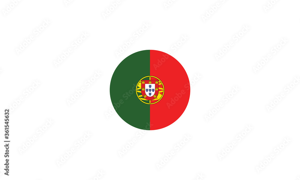 Portugal flag circle national vector illustration Stock Vector | Adobe ...