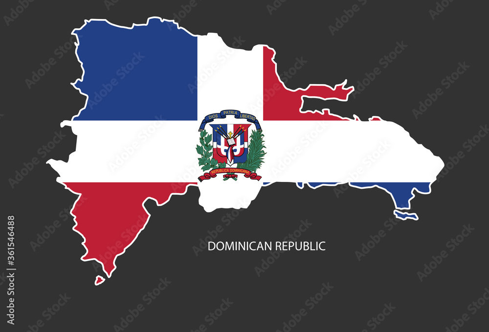 Sticker outline map of the Dominican Republic, flag Dominican Republic ...