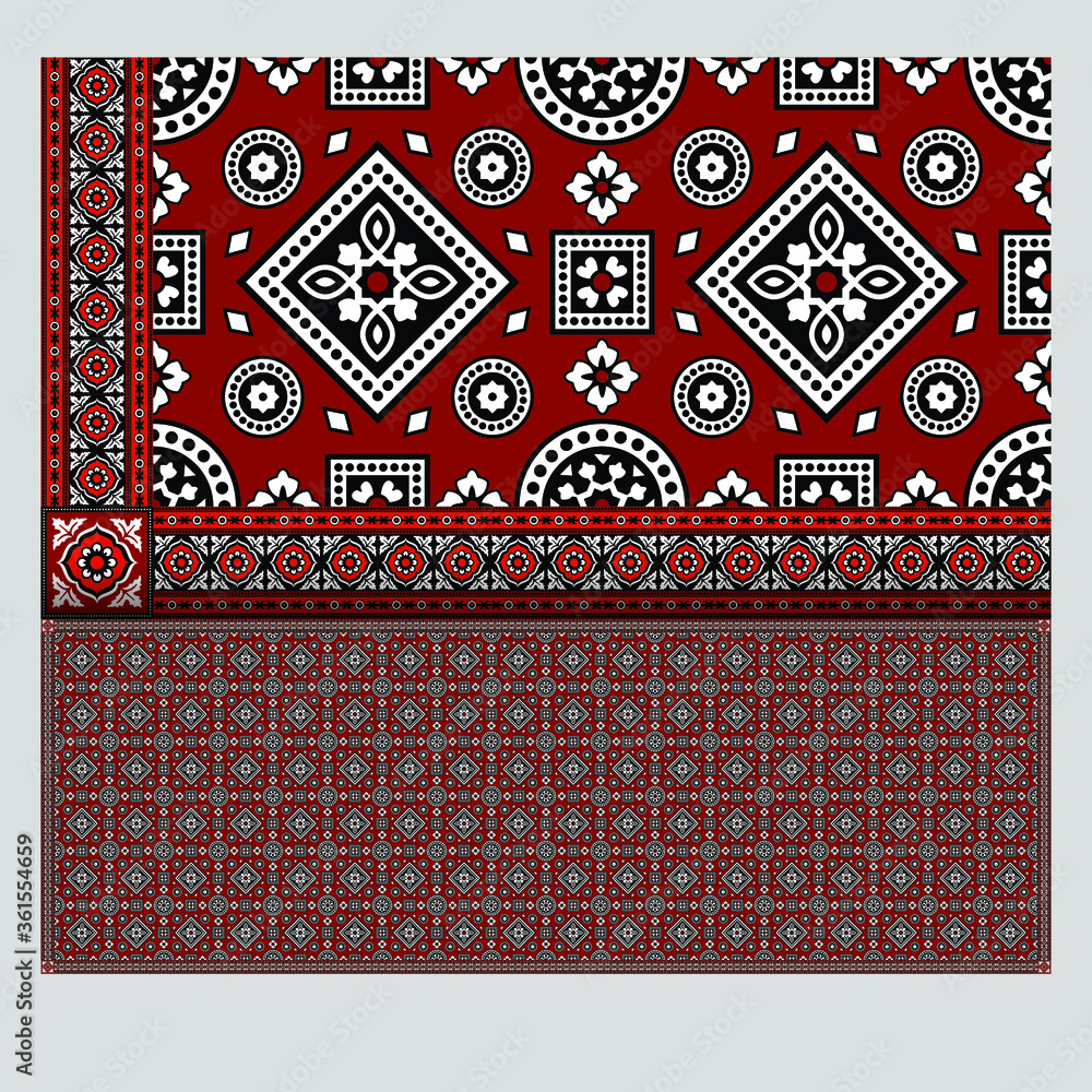 Vecteur Stock Ajrak Shawl - Sindhi Culture Fabric Pattern - Traditional ...