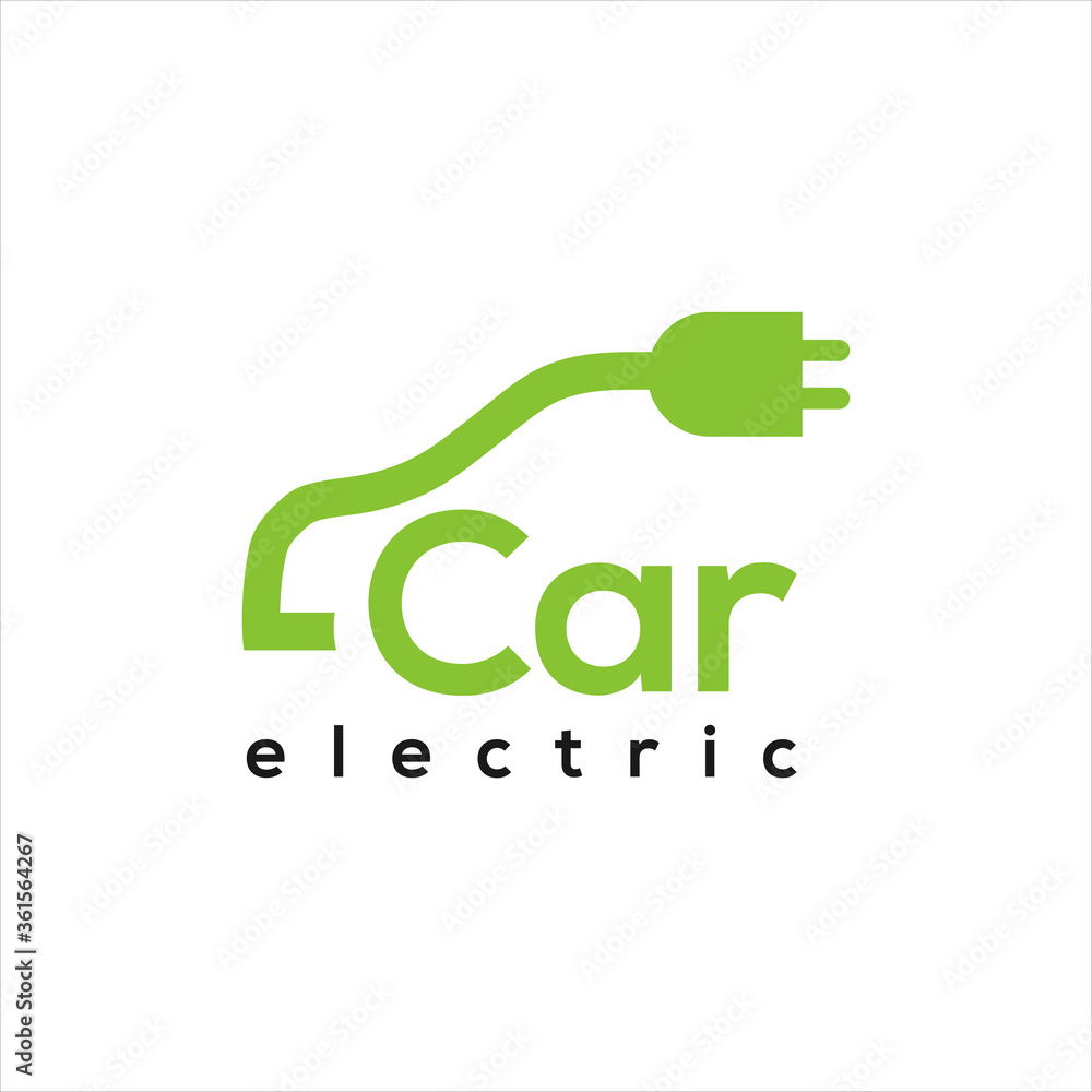 Electric car simple line icon. Environment protection symbol, pictogram ...