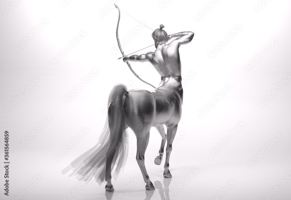 3D Rendering : A portrait of the male centaur, a pinup centaur posing ...