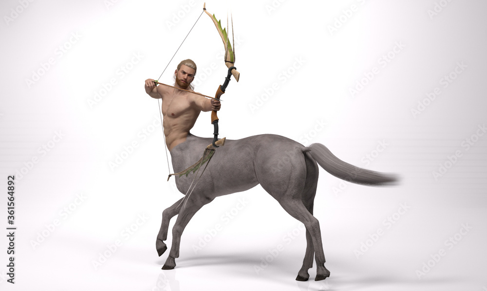 3D Rendering : A portrait of the male centaur, a pinup centaur posing ...