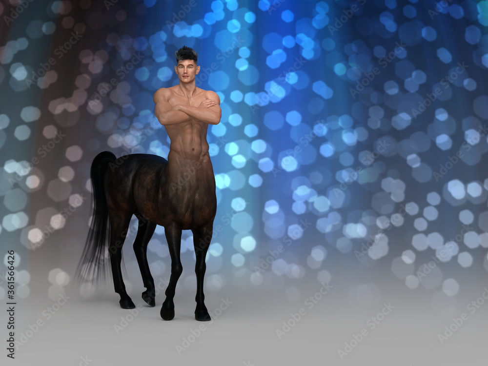 3D Rendering : A portrait of the male centaur, a pinup centaur posing ...